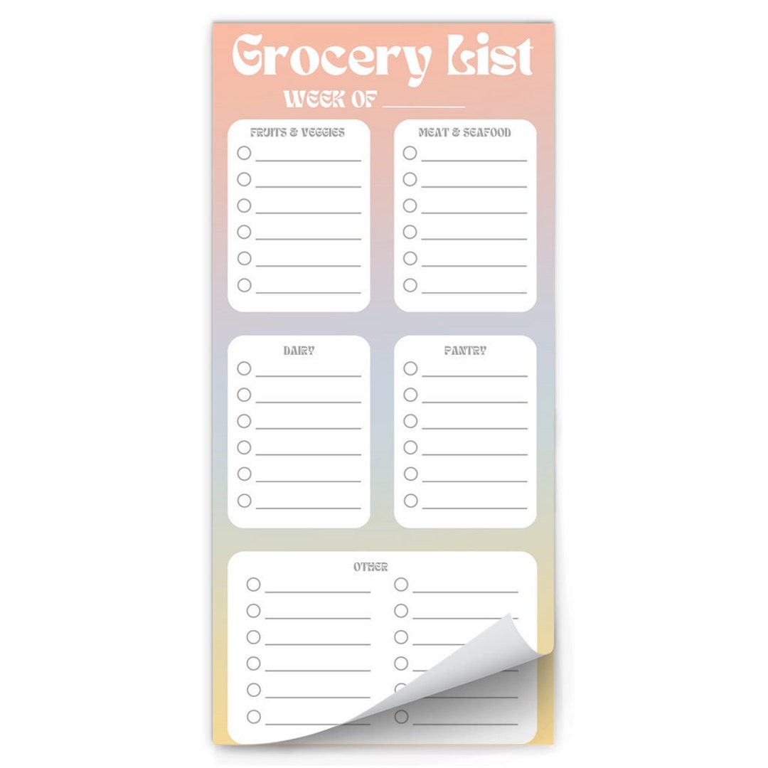 Aesthetic Magnetic Grocery List Notepad, Refrigerator Notes, Groceries ...