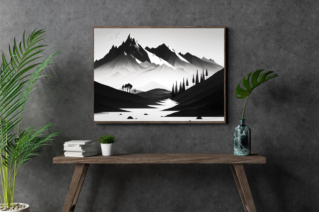 Minimalist Mountain Range Wall Art Print Instant Digital Download - Etsy
