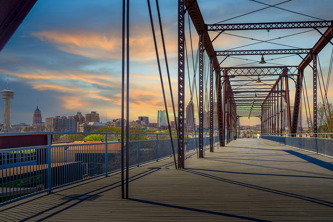 Hays Street Bridge San Antonio Skyline, Texas Cityscape Canvas Print ...