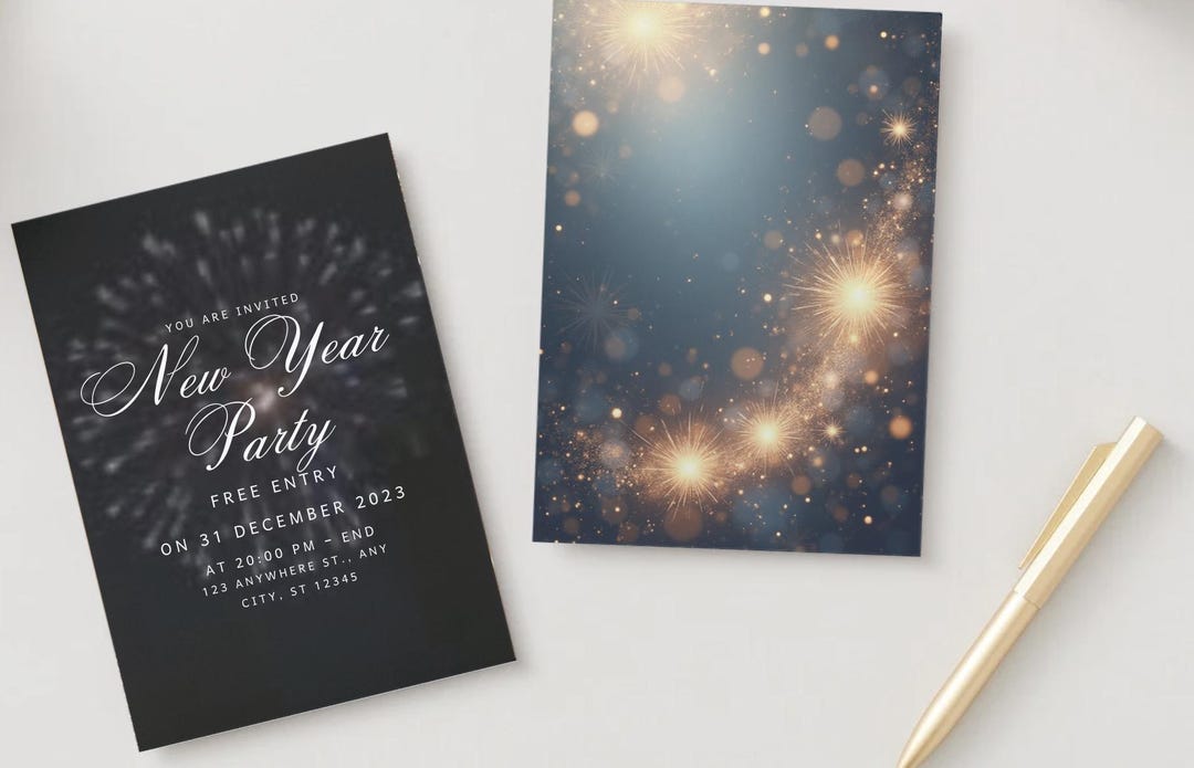 New Year Invitation: Editable Canva Template (e-download) Happy 2026 - Etsy