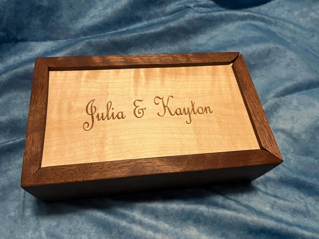 Personalized Figured Walnut Keepsake Box With Curly Maple Lid ...