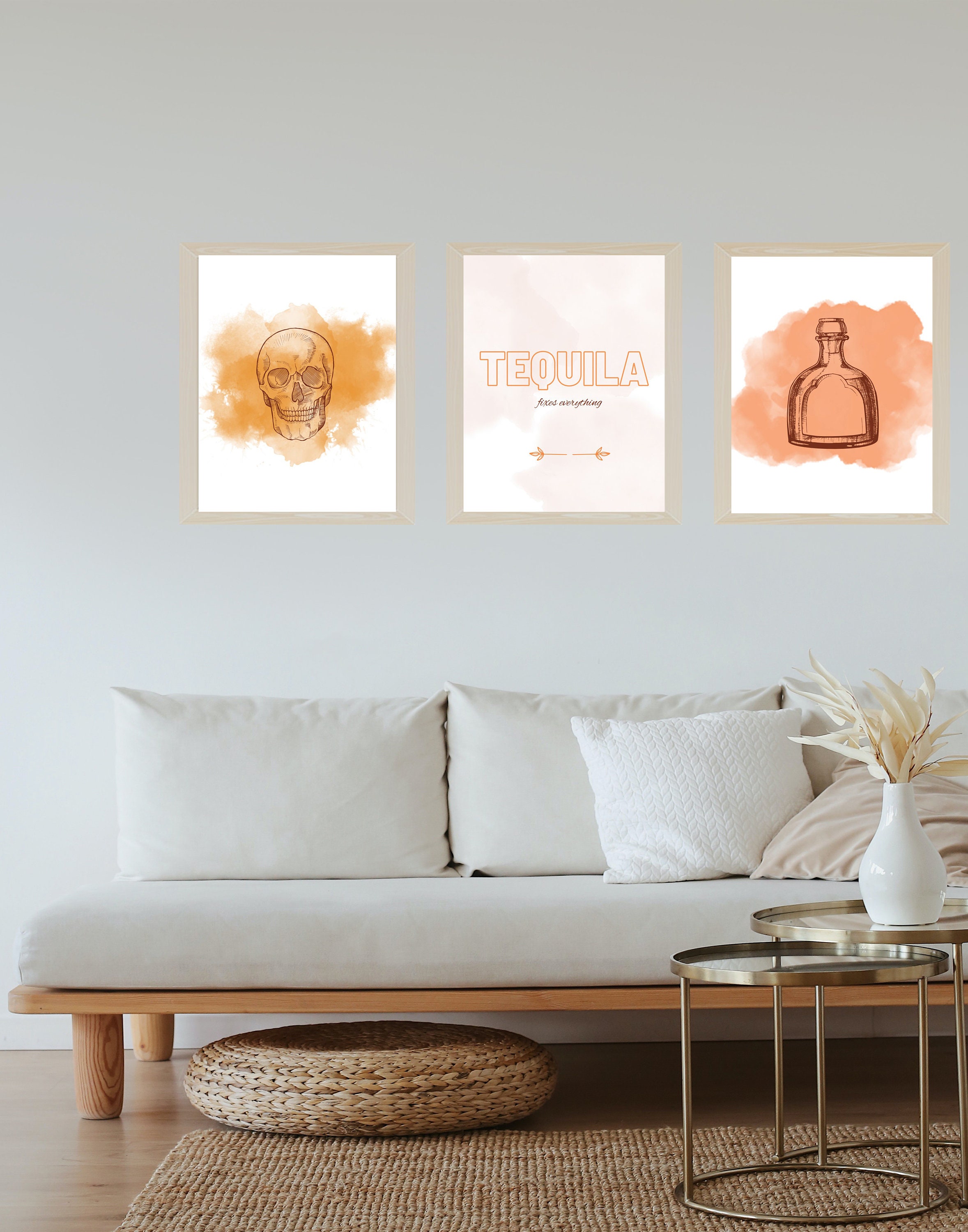 Modern Mexican Art, Boho Mexico Style Wall Art, Tequila Quote, Mexico ...
