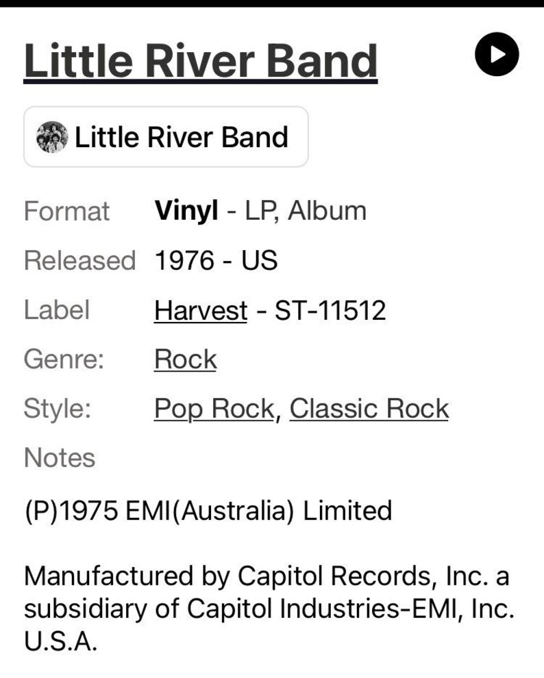 Little River Band, Original 1975 Classic Vinyl Record (VG+) - Etsy