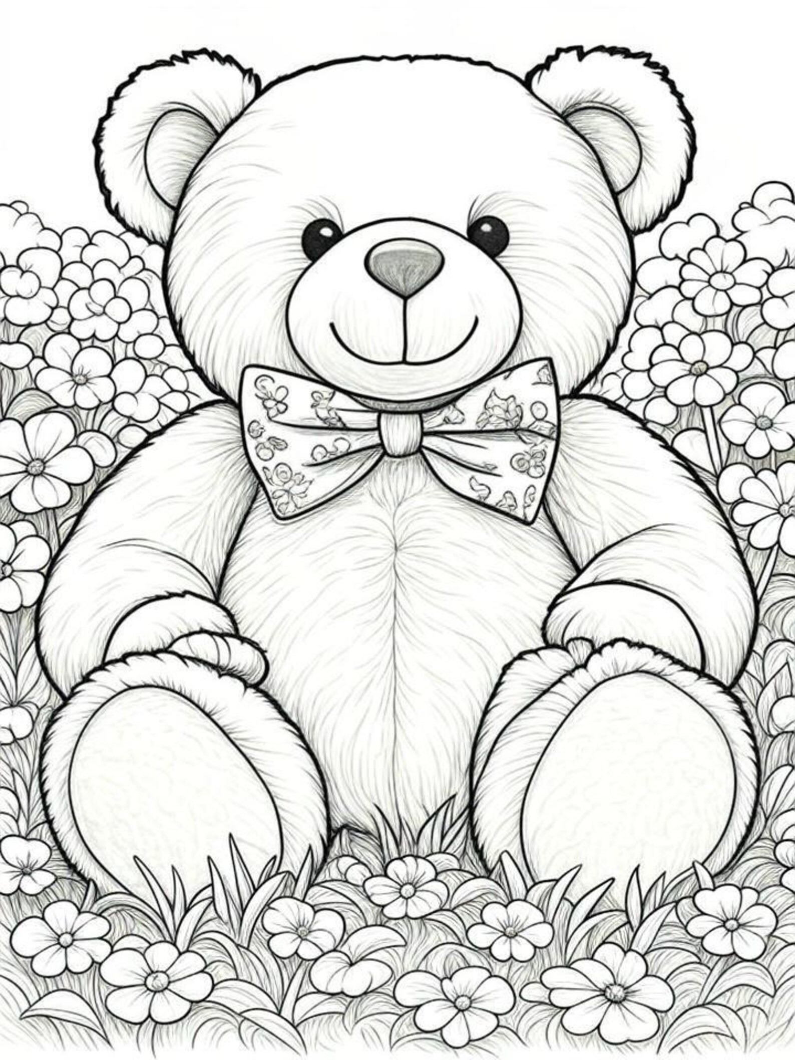 Teddy Bear Coloring Template - Etsy