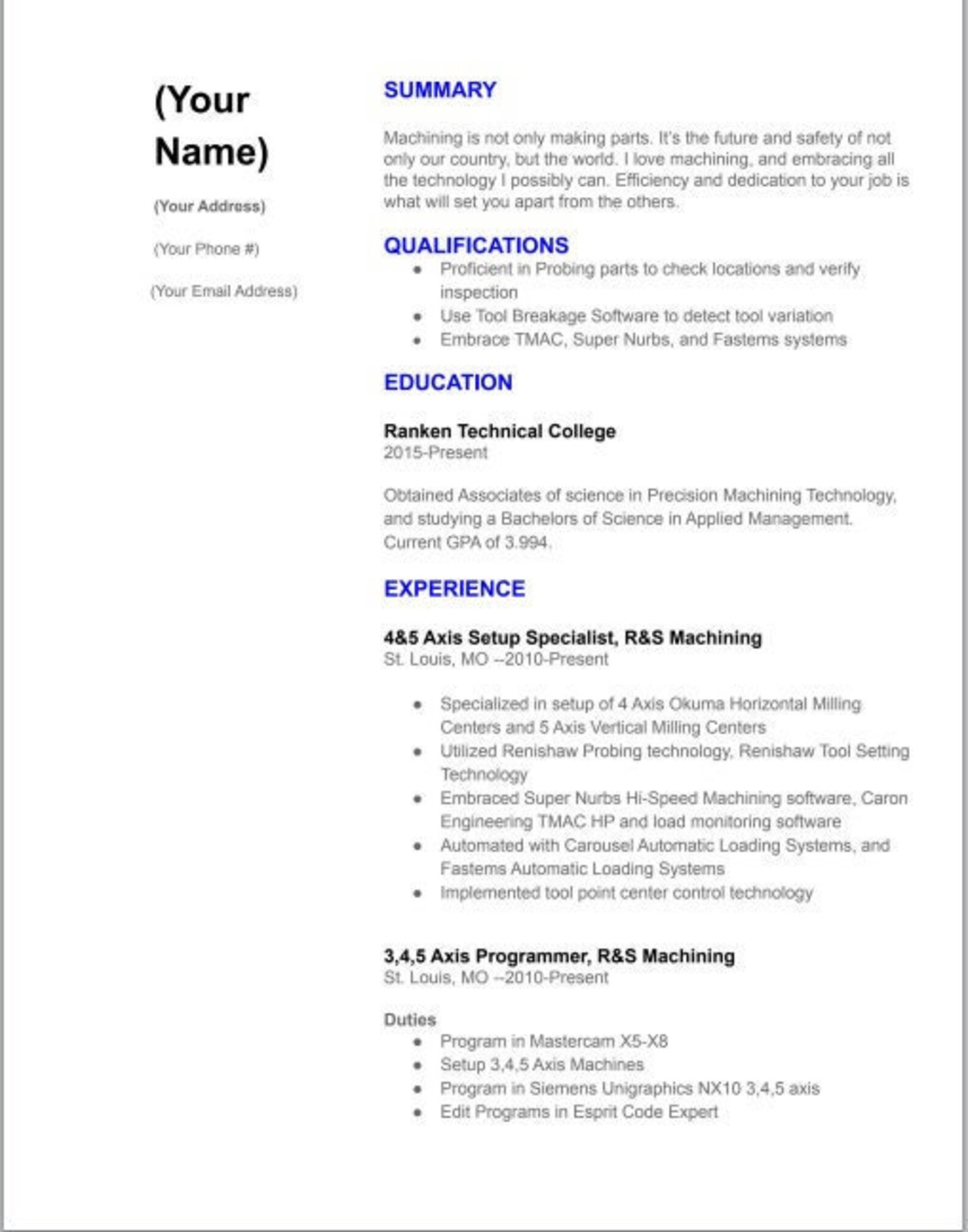 Resume - Digital Download Template - Etsy