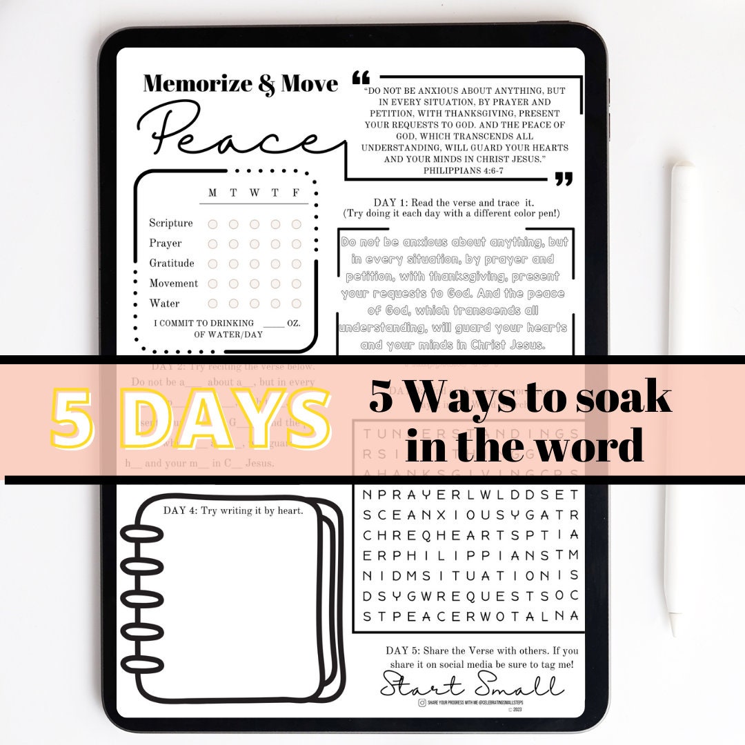 Philippians 4:6-7 "peace" - Habit Tracker - Bible Memory - Fitness ...