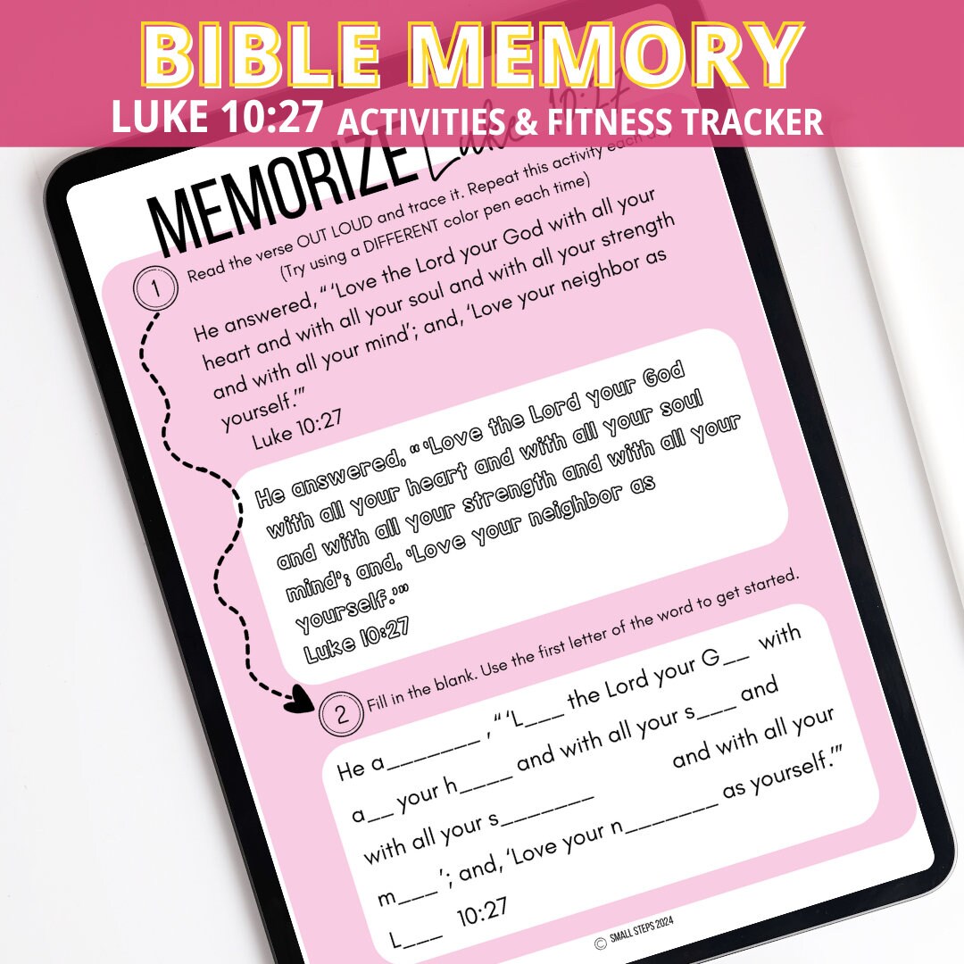 Luke 10:27 Bible Verse Activities | Daily Tracker (PDF Download) - Etsy