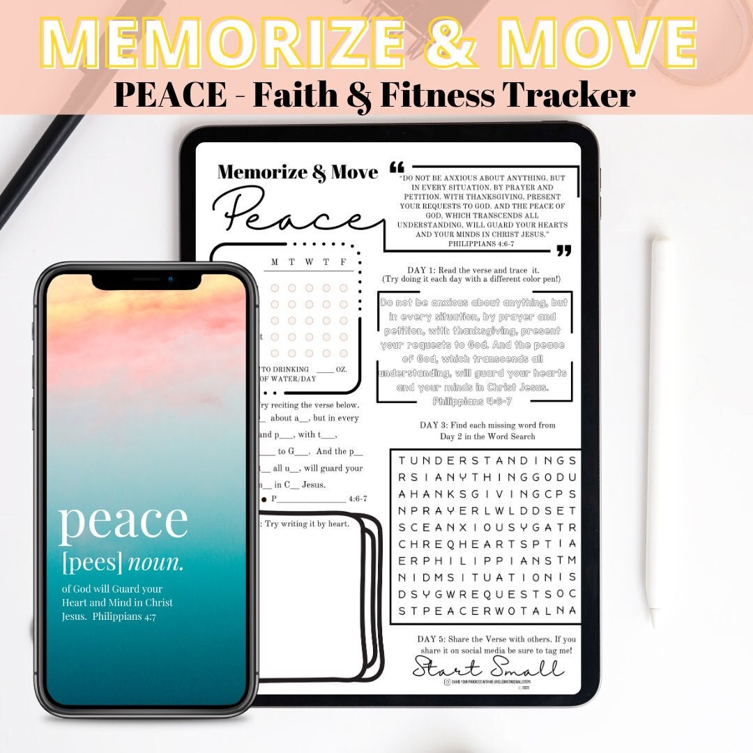 Philippians 4:6-7 "peace" - Habit Tracker - Bible Memory - Fitness ...