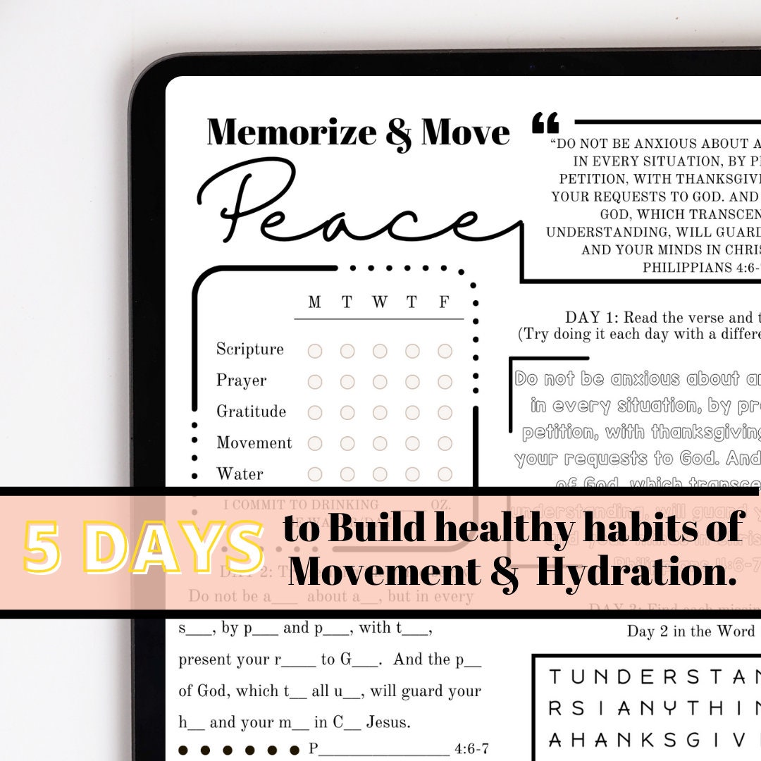 Philippians 4:6-7 "peace" - Habit Tracker - Bible Memory - Fitness ...