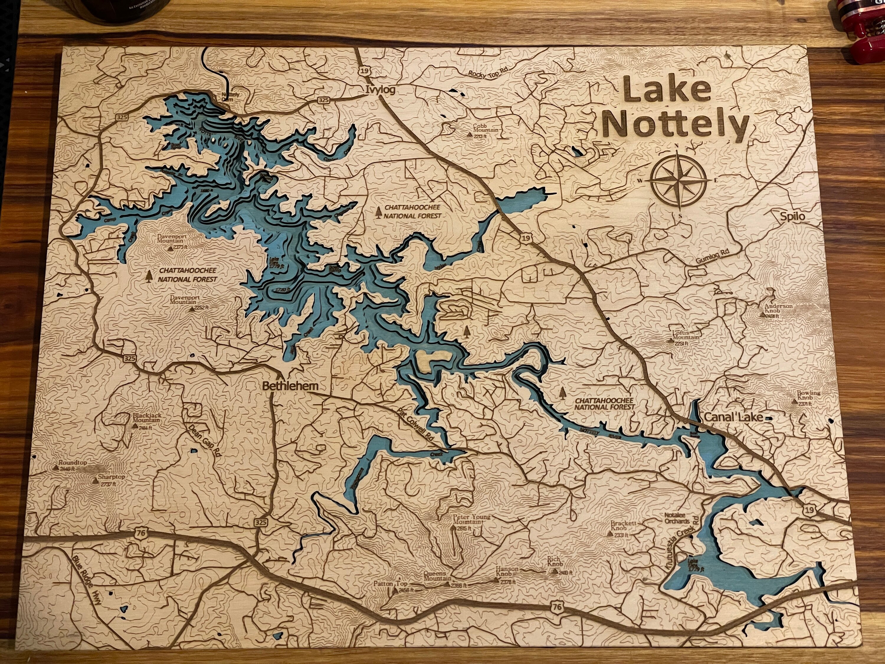 Laser Cut and Engrave File for Lake Nottely in Georgia - Etsy