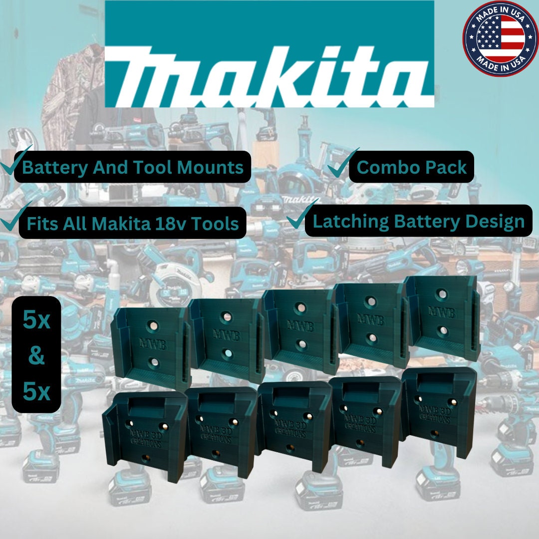 10 Piece Combo Pack! Makita 18v Battery and Tool Mounts/holders/hangers ...