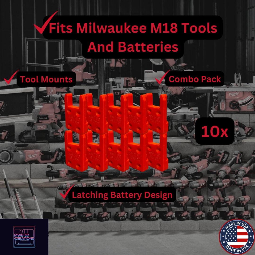 10 Piece Combo Pack! Milwaukee M18 Tool Mounts/holders/hangers -heavy ...