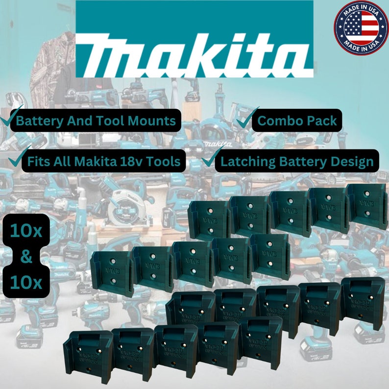 20 Piece Combo Pack Makita 18v Battery and Tool Mounts/holders/hangers ...
