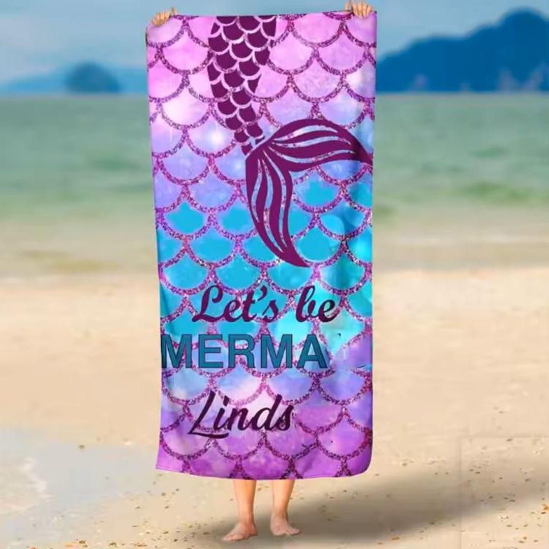 Mermaid Tail Beach Towel: Microfiber, Sand Free, Kids Swim Towel - Etsy