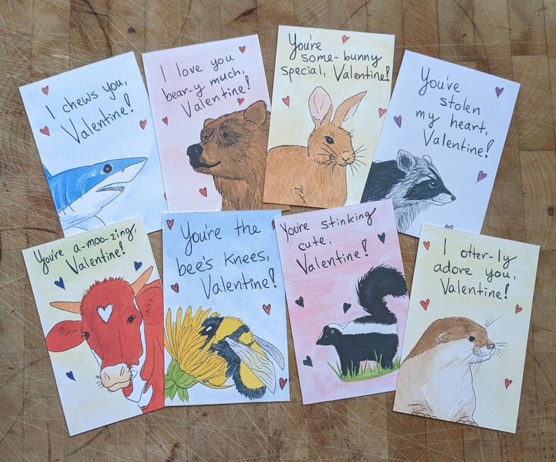 Printable Valentine Kids Classroom Animal Valentine's Mini-cards ...