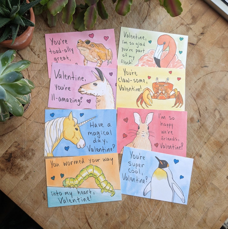 Printable Valentine Punny Animal Kids Classroom Valentine's Digital ...