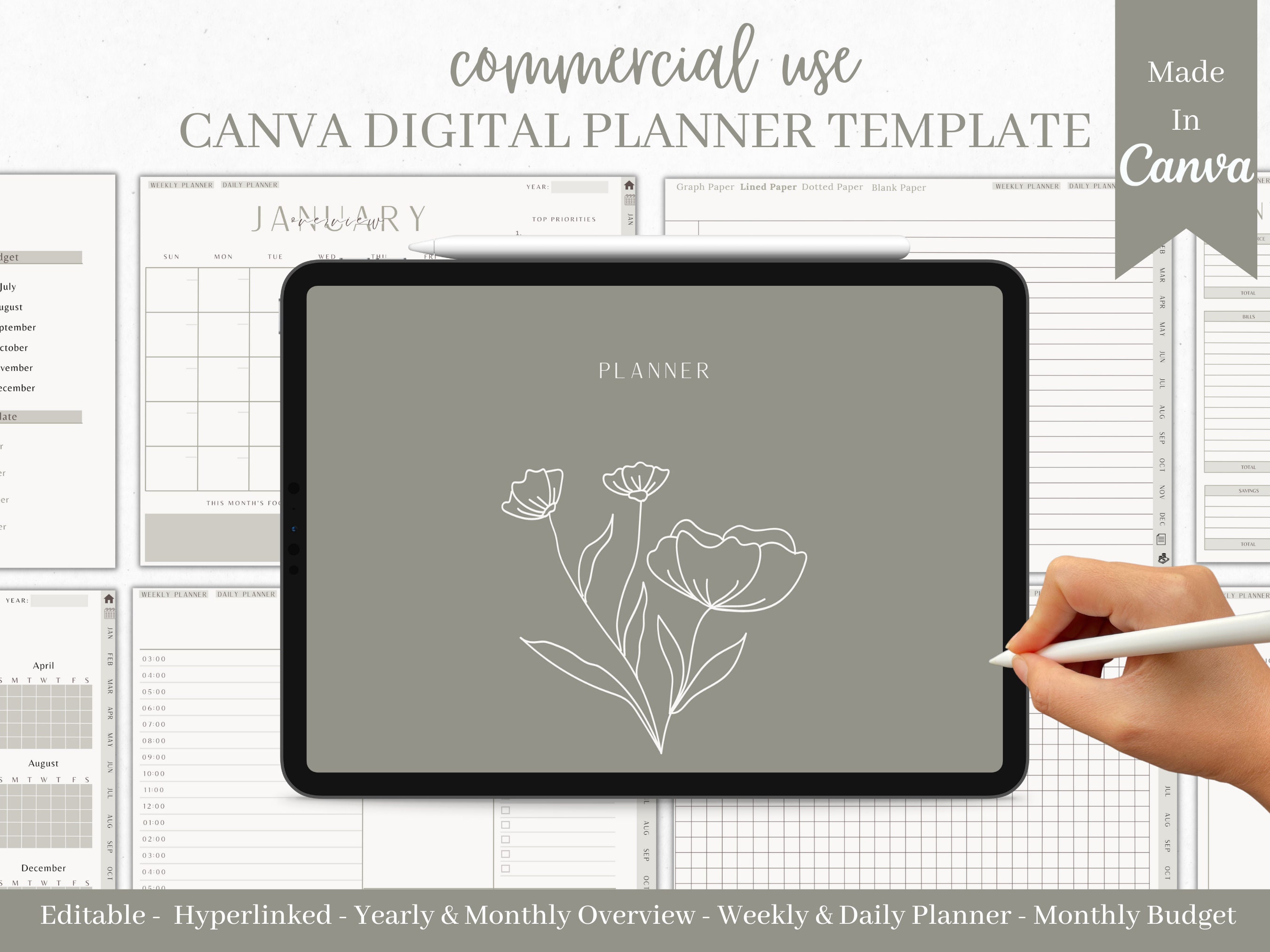Commercial Use Digital Planner Template Canva Editable Canva Planner ...