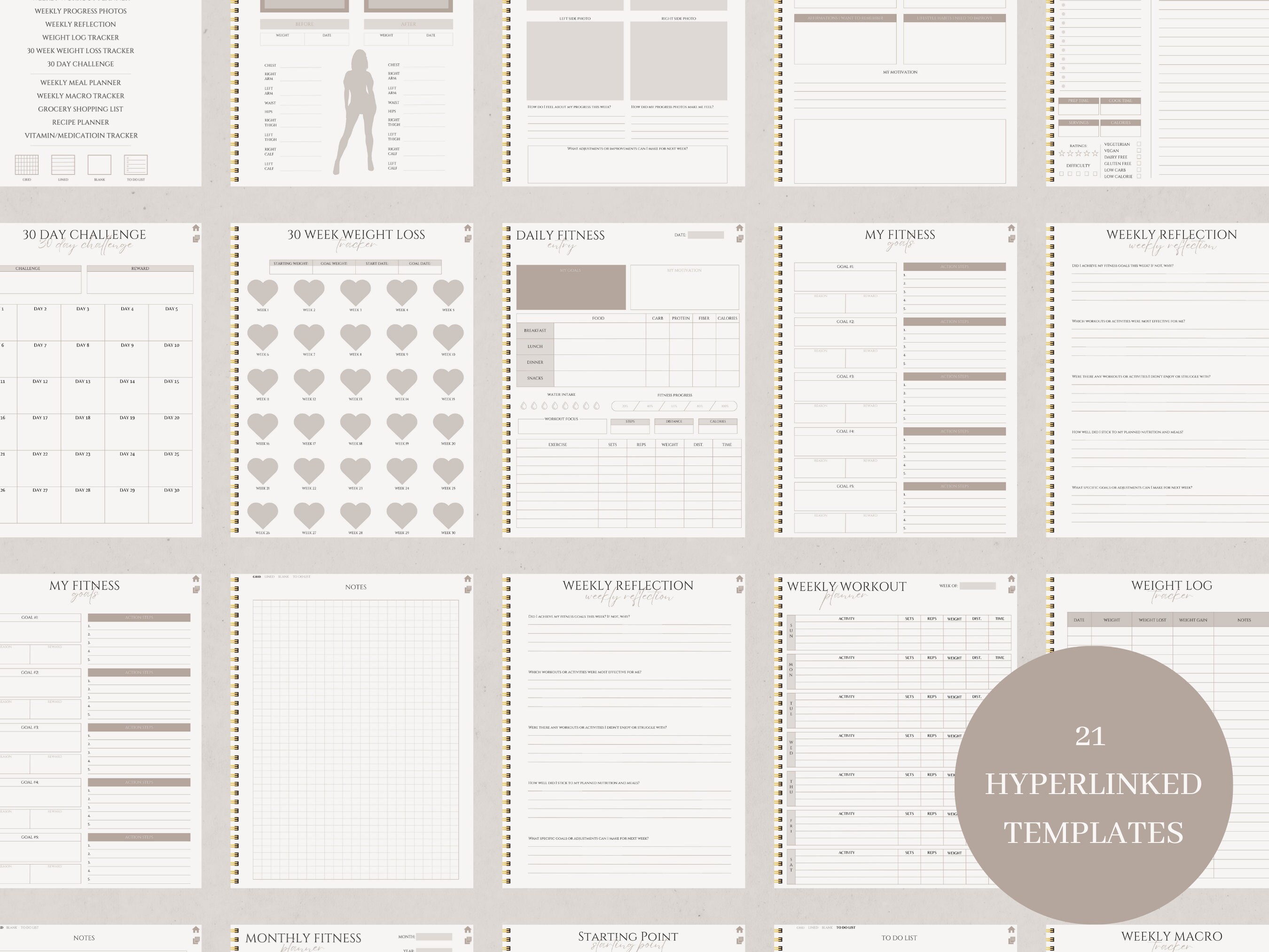 PLR Fitness Digital Planner Template, Canva Commercial Use Editable ...