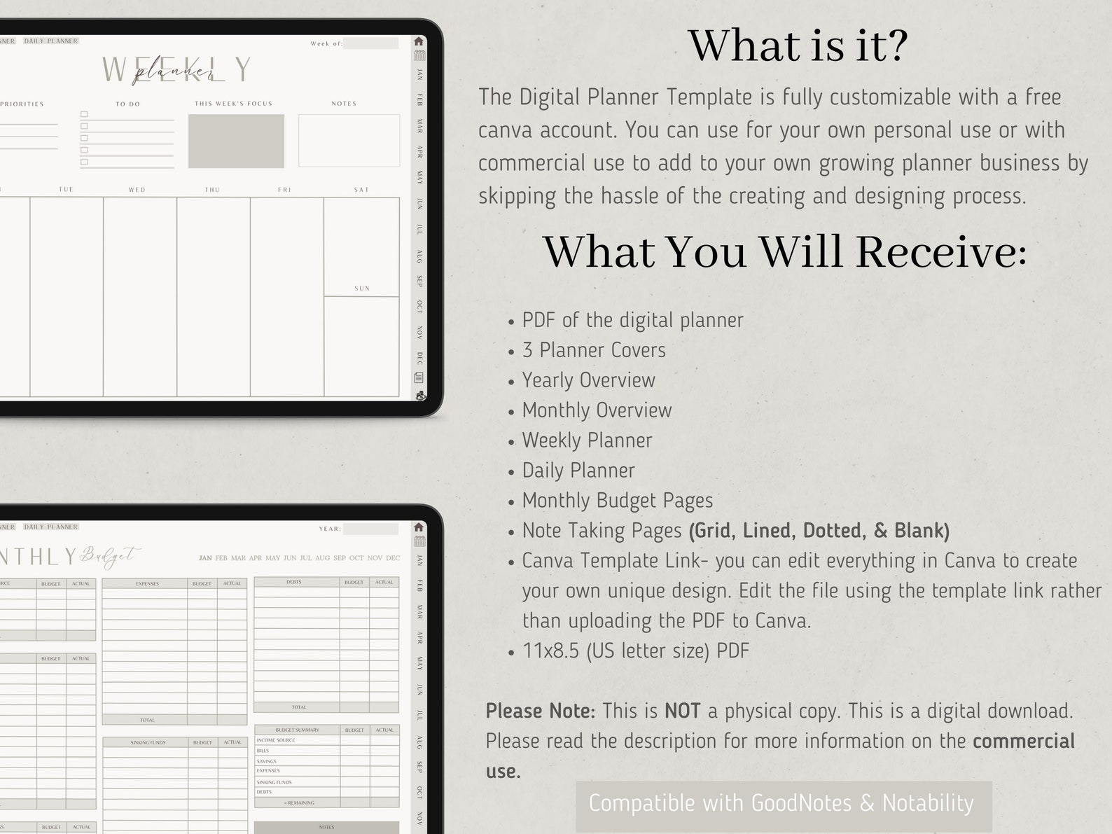 Commercial Use Digital Planner Template Canva Editable Canva Planner ...