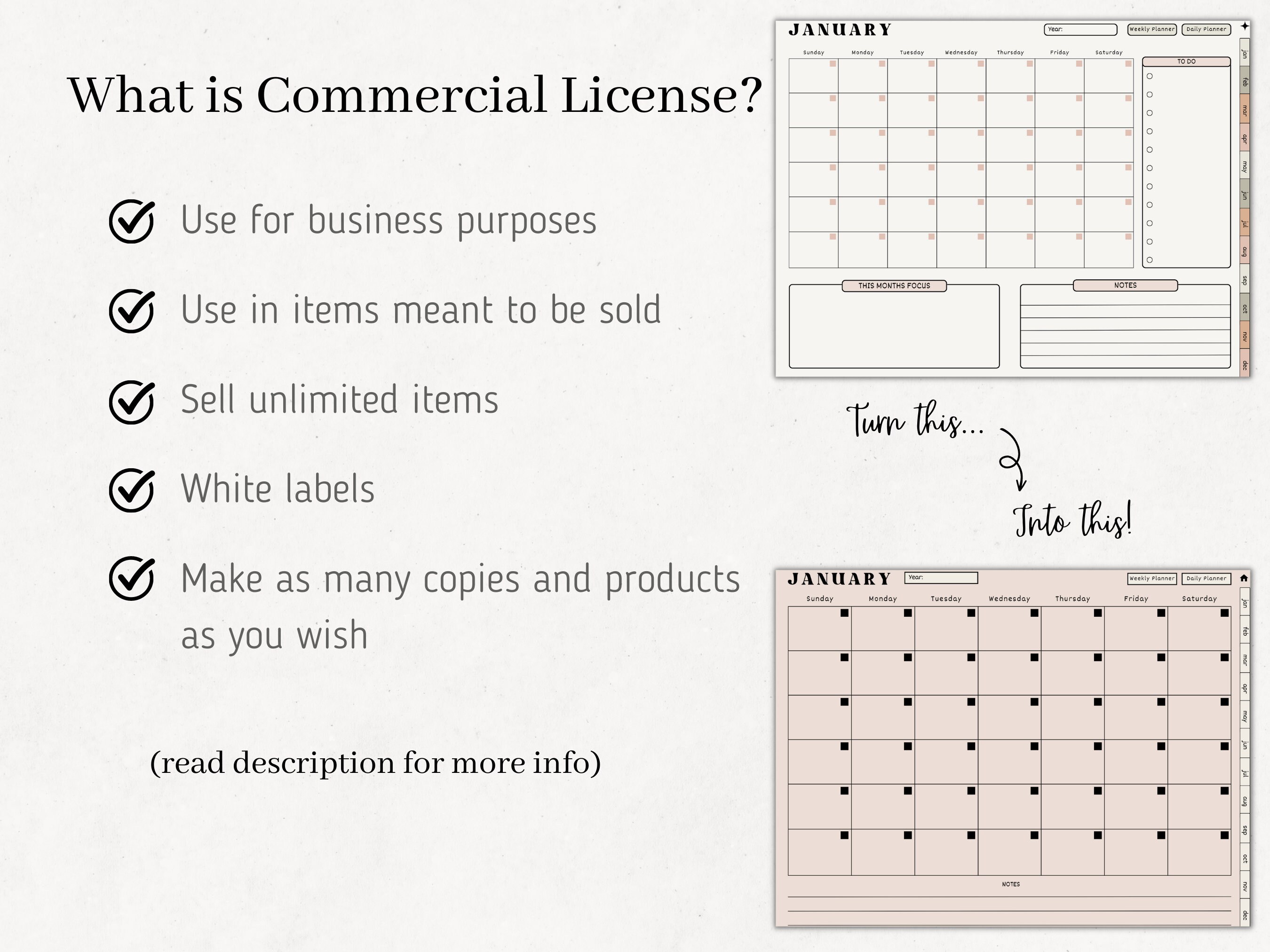 Commercial Use Digital Planner Template | Retro Boho Planner Editable ...