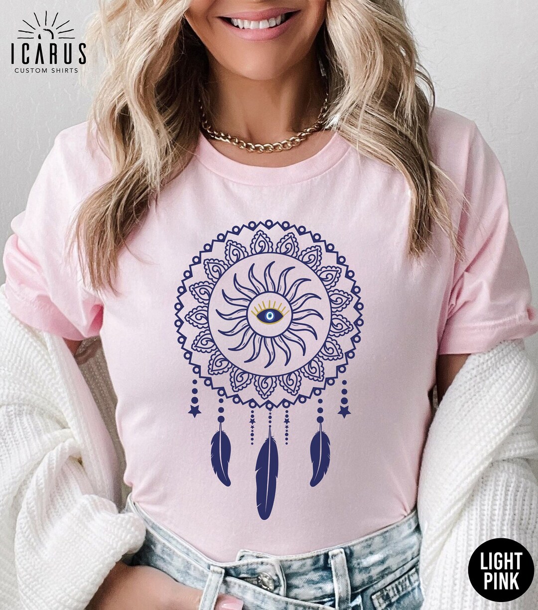 Positive Energy Mandala Shirt, Evil Eye Tee for Women, Best Friend Gift ...