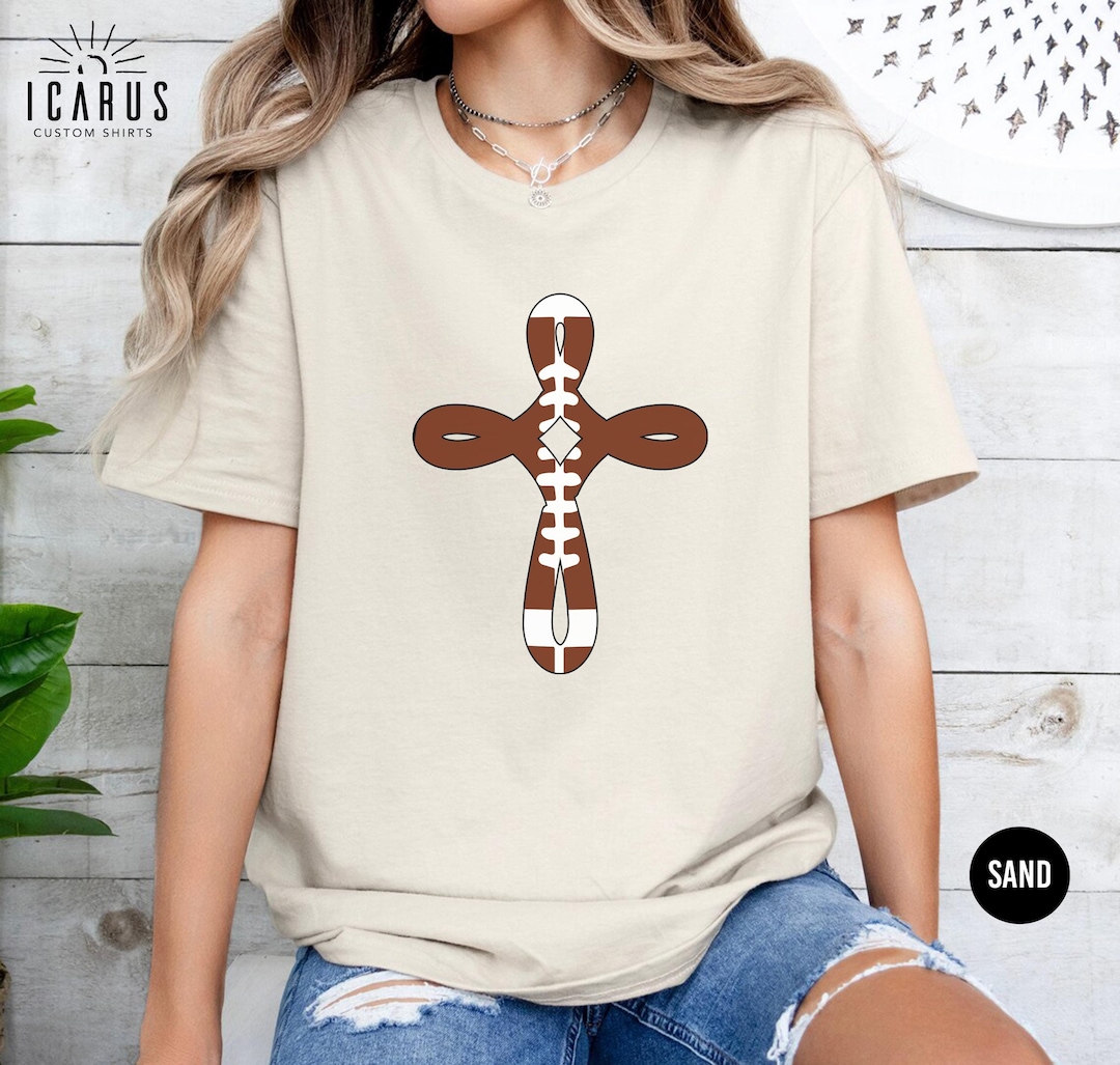 Football Cross Shirt, Jesus Lover Gift, Christian Football Tee, Sunday ...