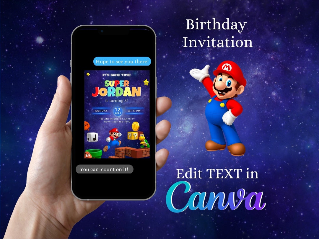 Super Mario Bros. Galaxy Digital Invitation Design | Super Mario ...