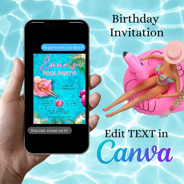 Barbie Pool Party Invitation Digital - Etsy