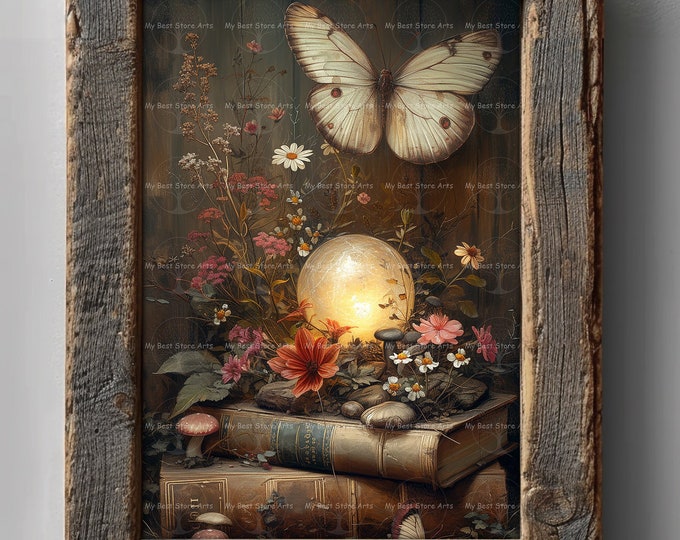 Whimsical Fae Art Print - Fantasy Cottagecore Picture, Mushroom Fairy ...