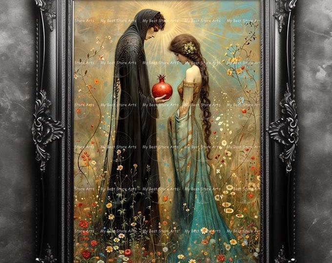 Hades and Persephone Art Print - Dark Academia Poster, Gothic Love Wall ...