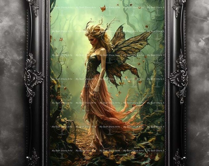 Whimsical Fae Art Print - Fantasy Cottagecore Picture, Mushroom Fairy ...
