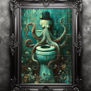 Octopus on a Toilet Fine Art Print - Cottagecore Fantasy Wall Decor ...
