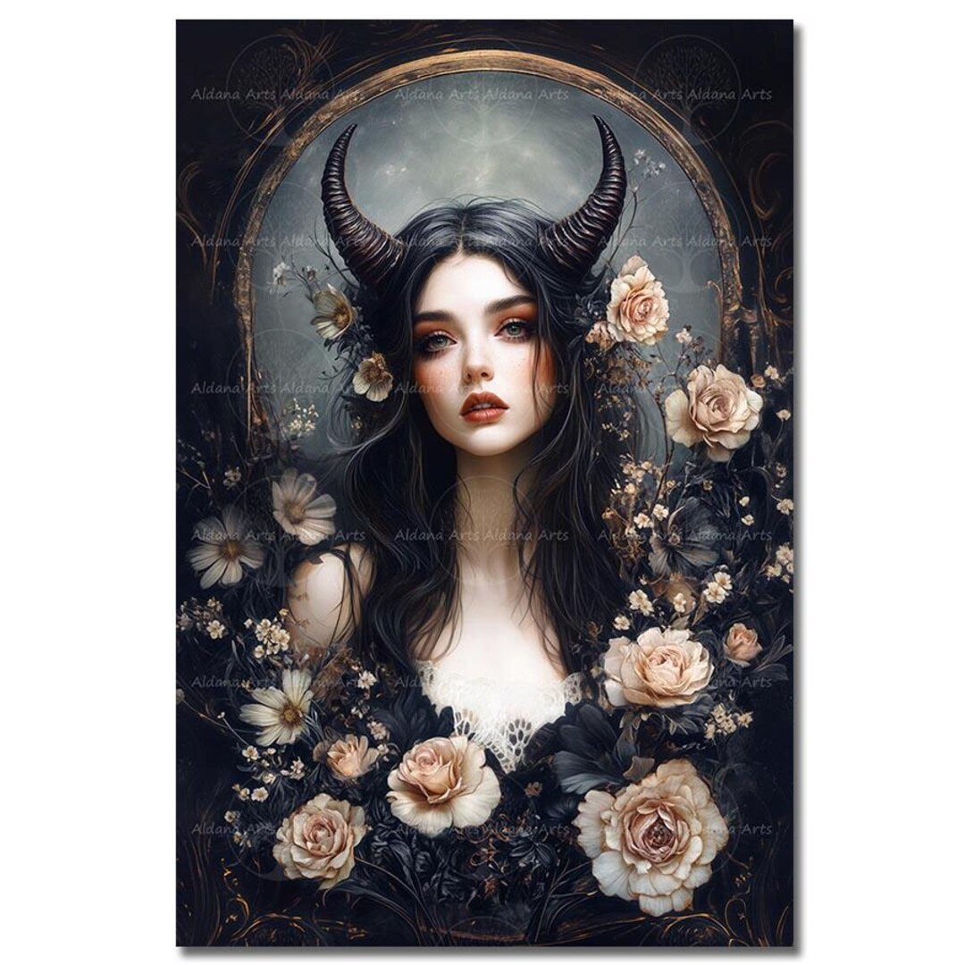 Lilith Art Print - Gothic Dark Academia Poster, Mystical Botanical ...