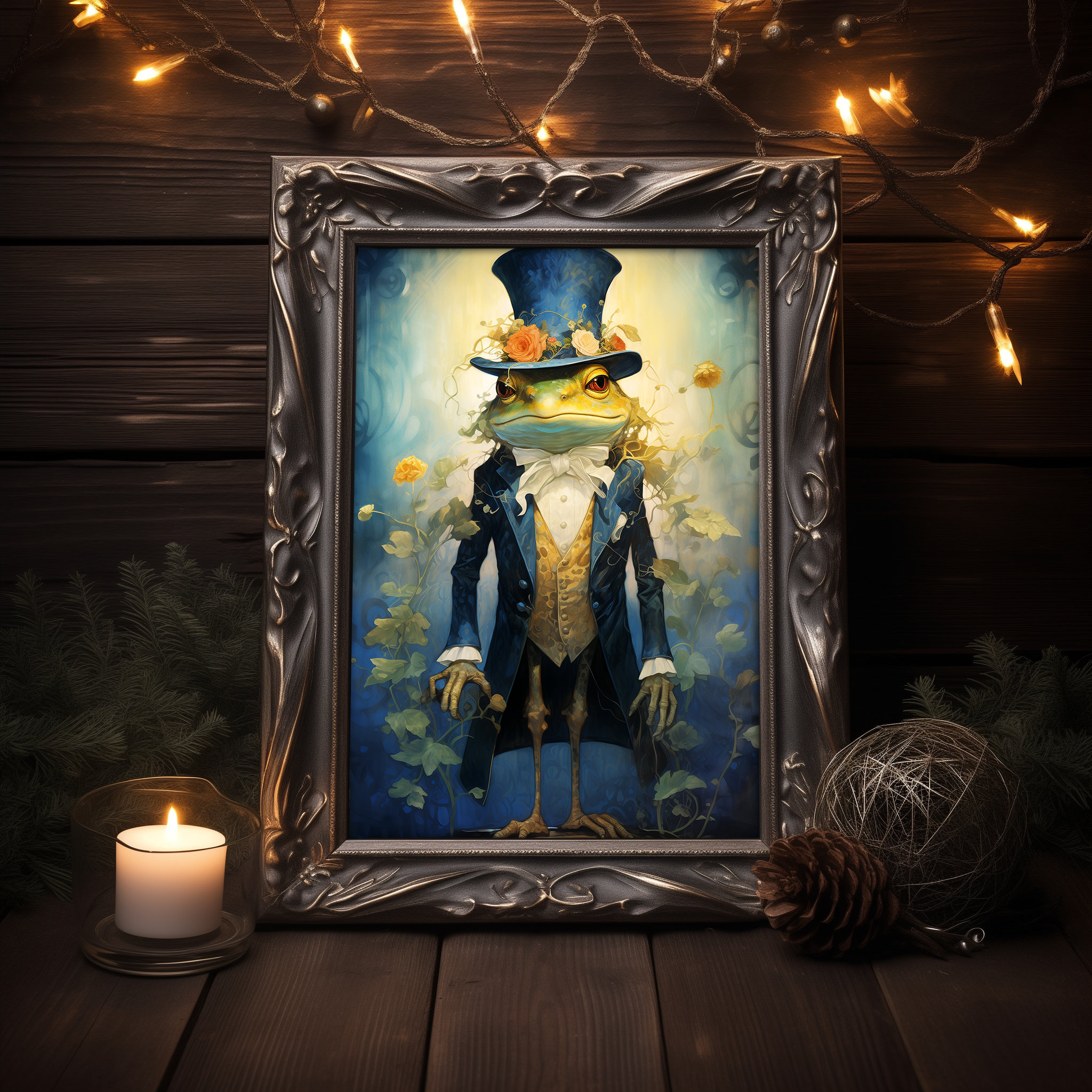 Fancy Frog Art Print, Fantasy Poster, Whimsical Frog Painting, Surreal ...