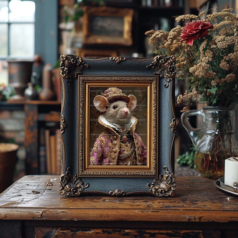 Elegant Mouse Art Print - Fantasy Poster, Gothic Wall Decor, Cute ...