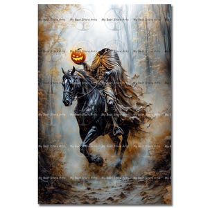 Macabre Headless Horseman Art - Etsy UK
