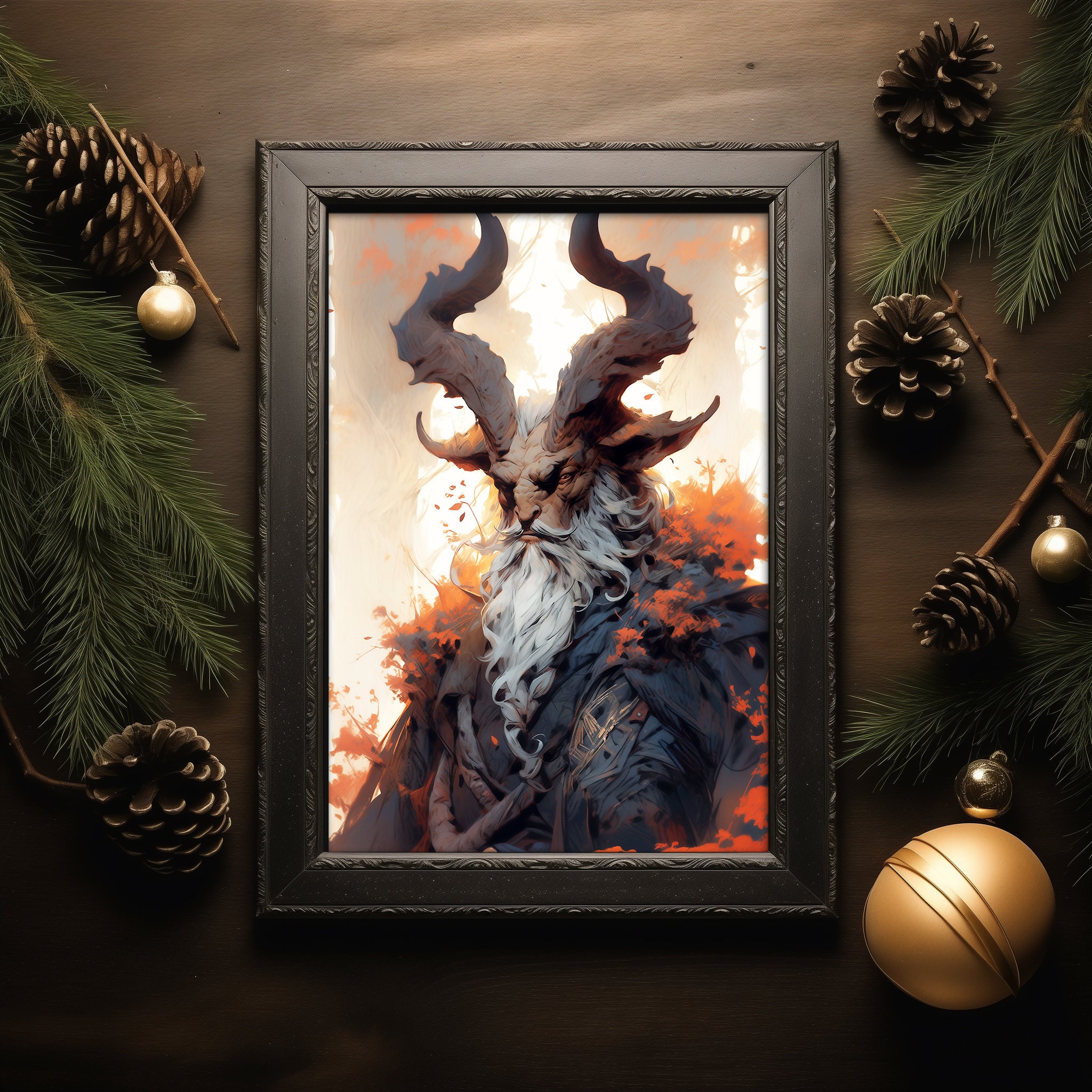 Satyr Fantasy Art Print, Enchanted Dark Cottagecore Picture, Goblincore Wall Decor, Greek ...