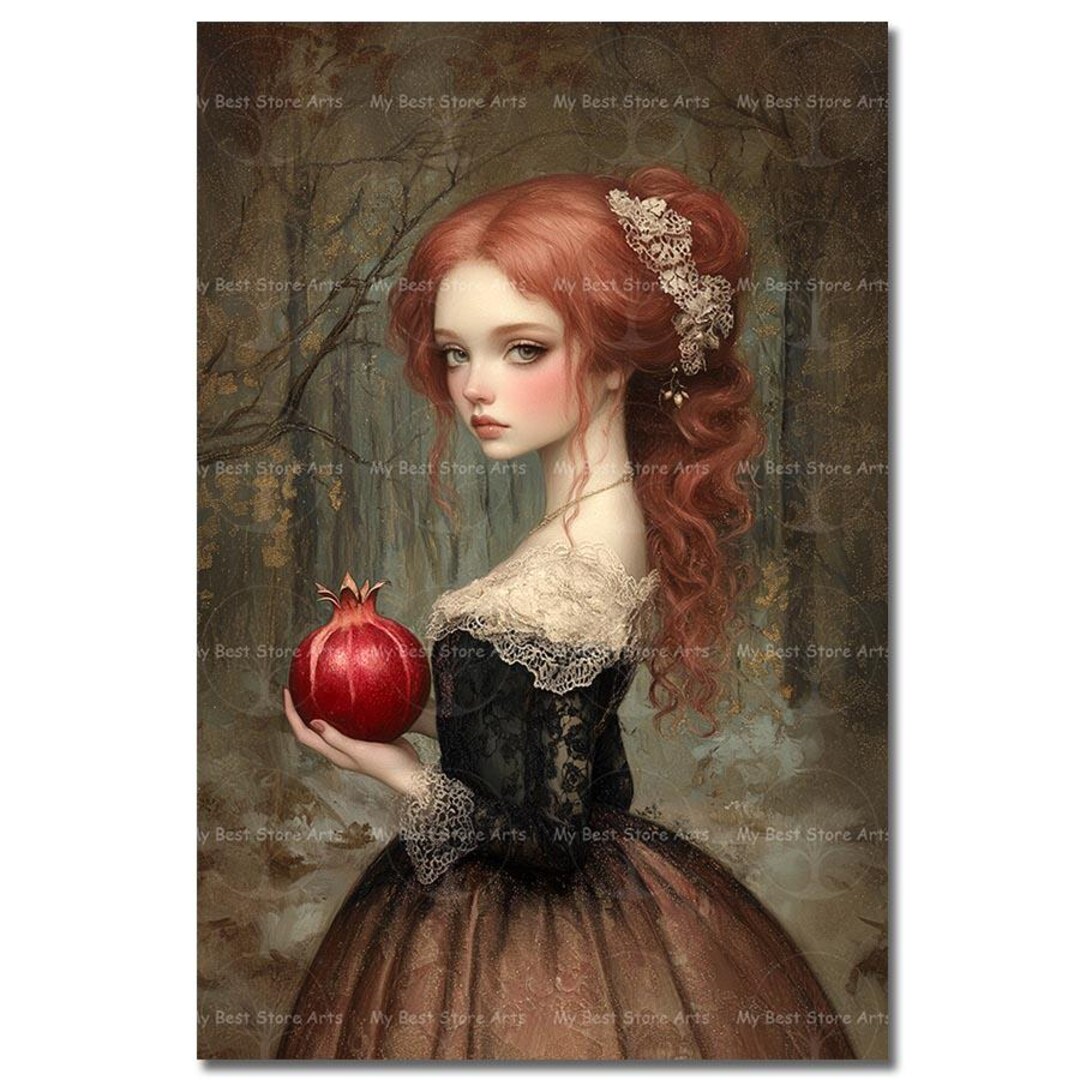 Persephone Art Print - Whimsical Coquette Poster, Moody Gothic Wall ...