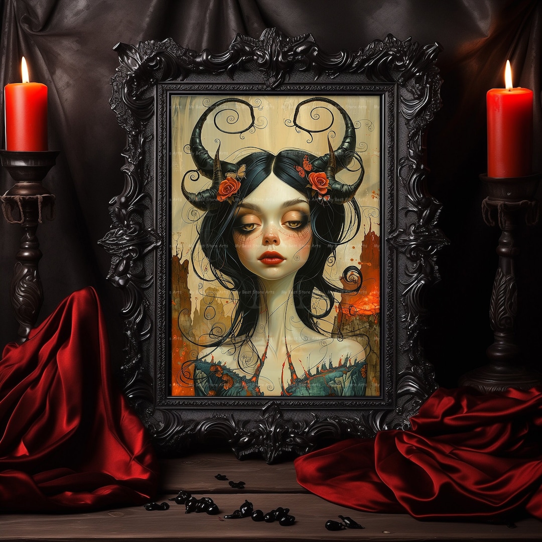 Whimsical Lilith Art Print - Dark Academia Poster, Gothic Whimsical ...