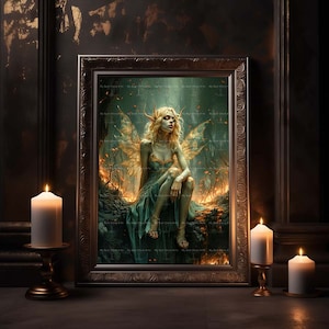 Mischievous Fairy Art Print - Fantasy Cottagecore Picture, Spooky Evil ...