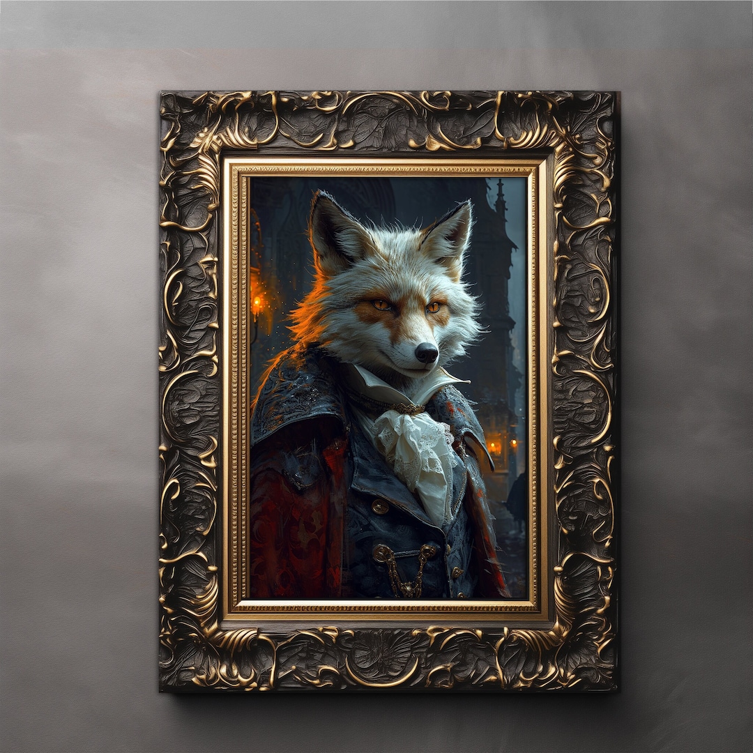 Vampire Fox Art Print Dracula Aesthetic Poster, Gothic Home Decor, Dark ...