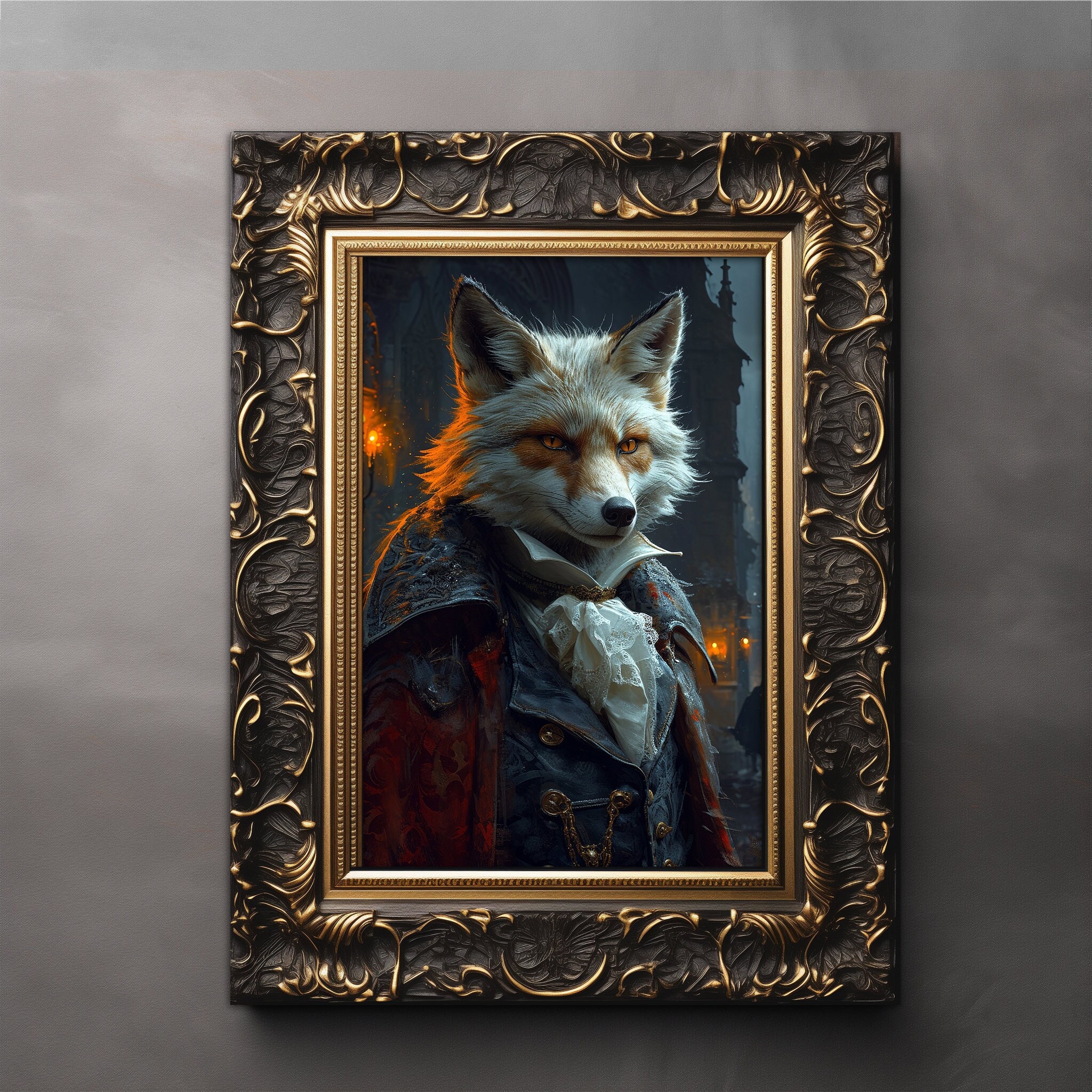 Vampire Fox Art Print Dracula Aesthetic Poster, Gothic Home Decor, Dark ...