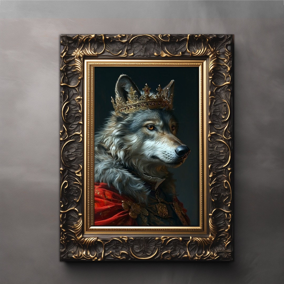 Noble Wolf Art Print Fantasy Dreamcore Poster, Gothic King Decor, Dark ...