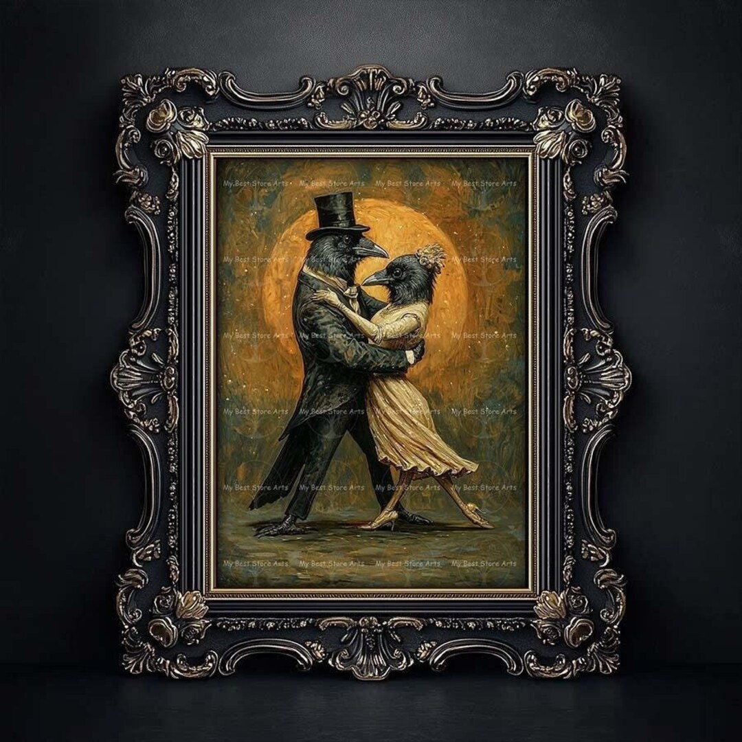 Dancing Crows Art Print Gothic Fantasy Wall Decor, Funny Animal Picture ...