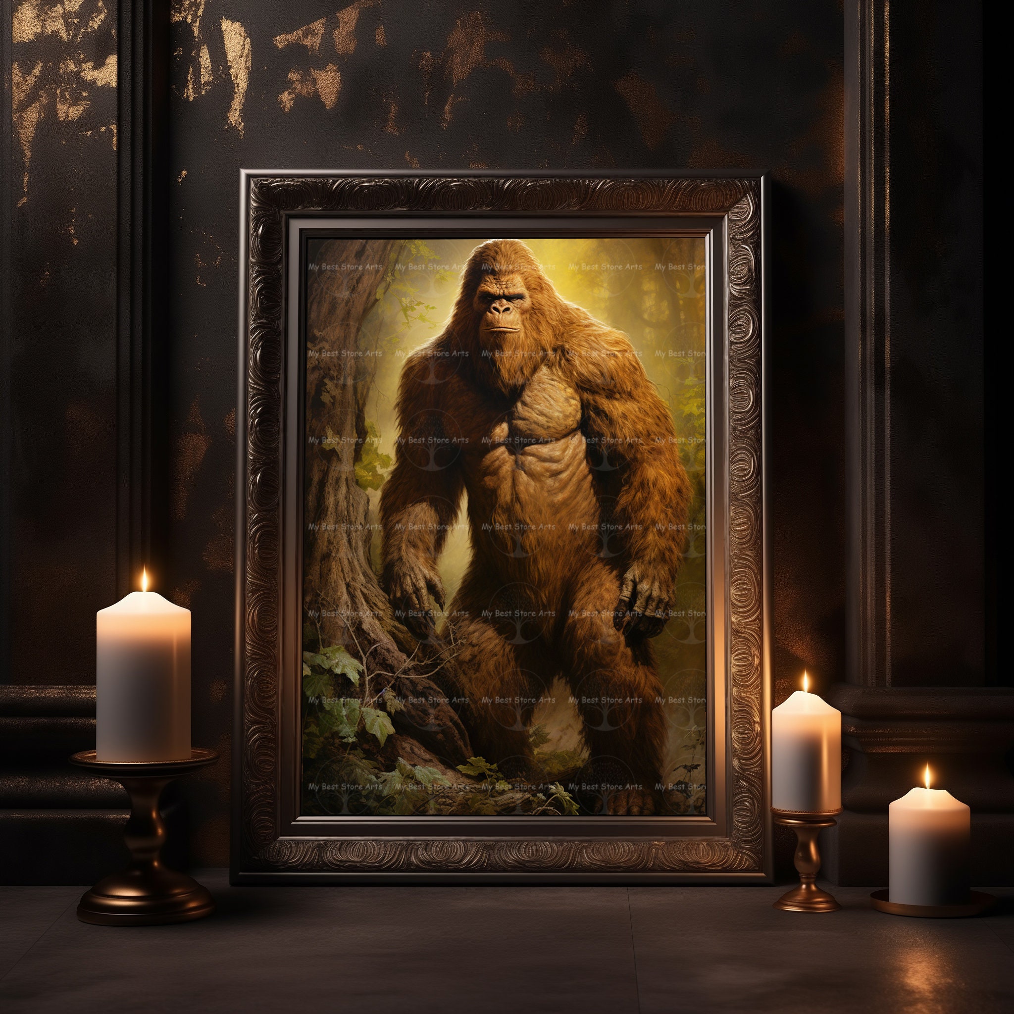 Bigfoot Sasquatch Art Print Fantasy Wall Decor, Wilderness Folklore ...