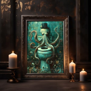 Octopus on a Toilet Fine Art Print - Cottagecore Fantasy Wall Decor ...