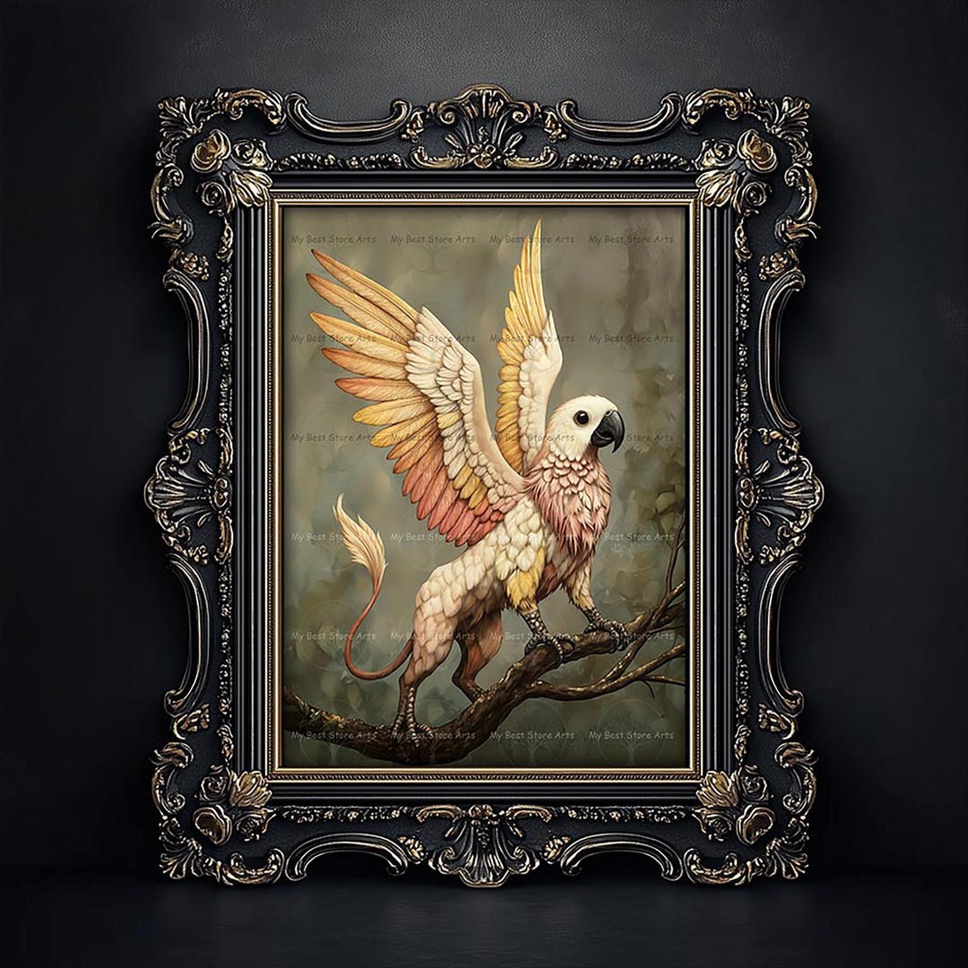 Cute Parrot Griffin Art Print - Fantasy Decor, Whimsical Fairytale ...