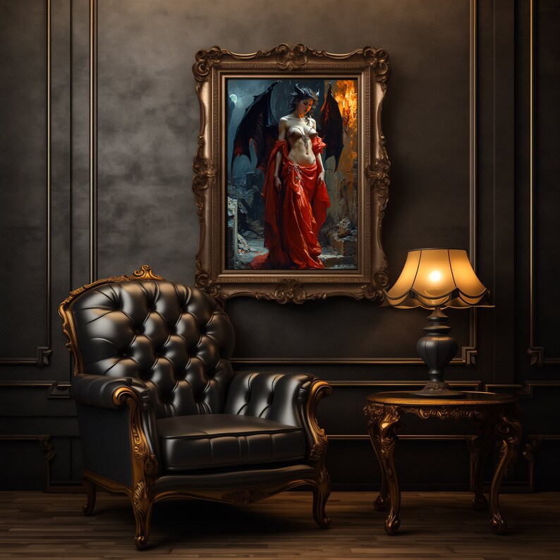 Succubus Lilith Art Print Dark Academia Poster, Underworld Goddess Wall Decor, Demon Queen ...