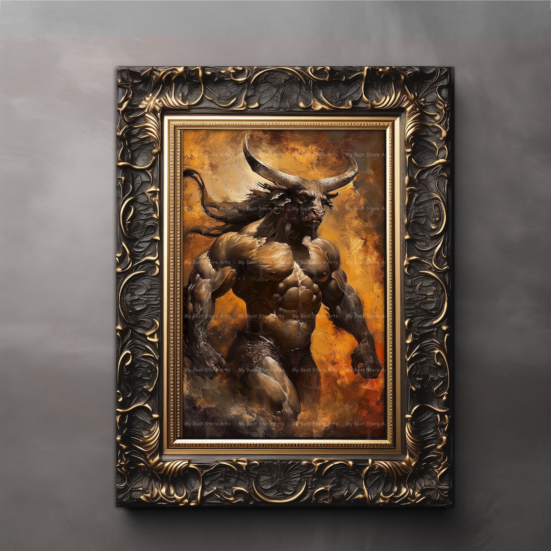 Mythical Minotaur Fine Art Print - Greek Myth Monster, Fantasy Warrior ...