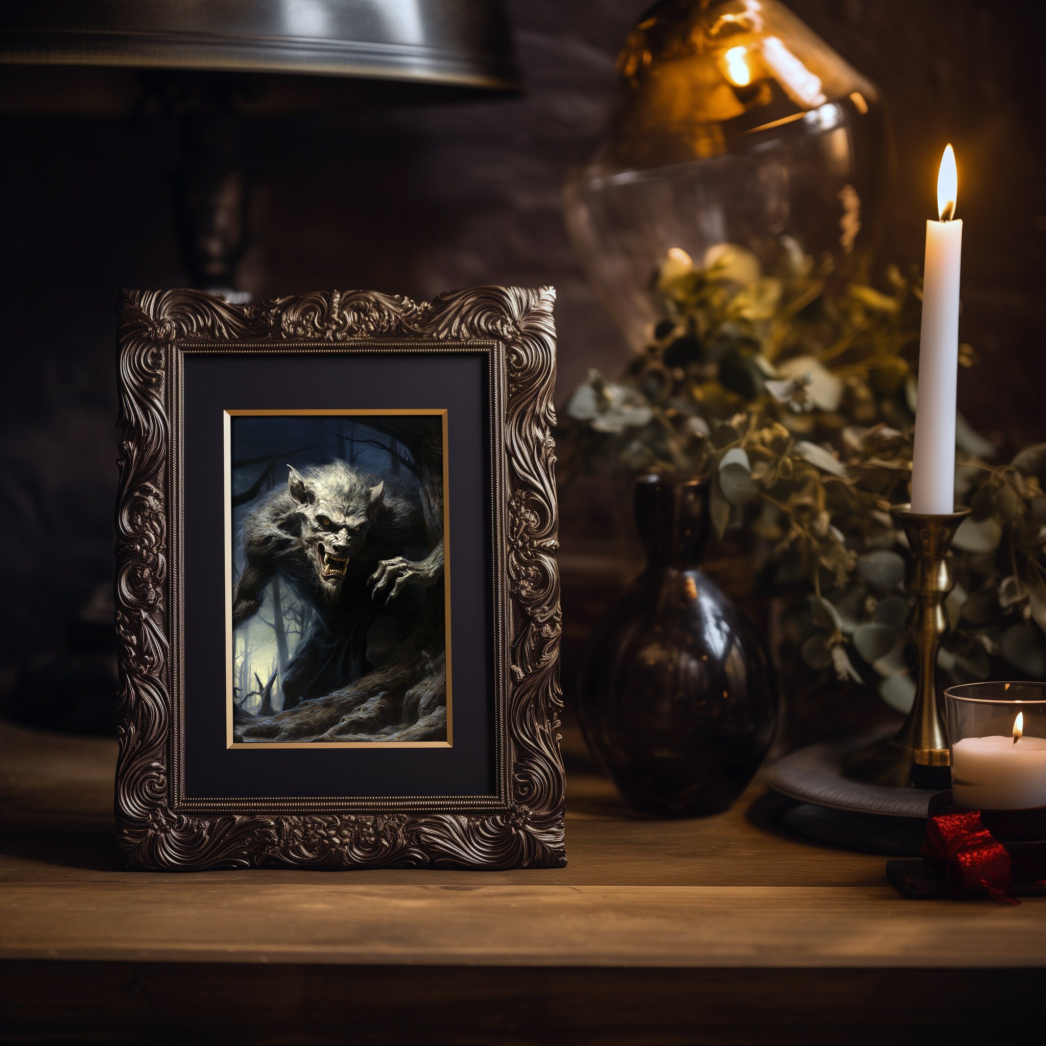 Werewolf Art Print, Wolf Poster Lycan Art, Gothic Home Decor, Dark ...